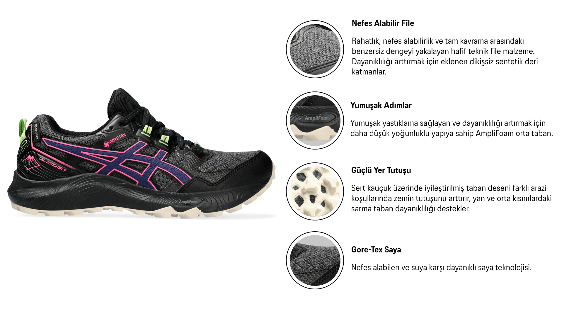 Asics Gel-sonoma 7 Gore-tex Erkek Siyah Outdoor Koşu Ayakkabısı 1011B593-005